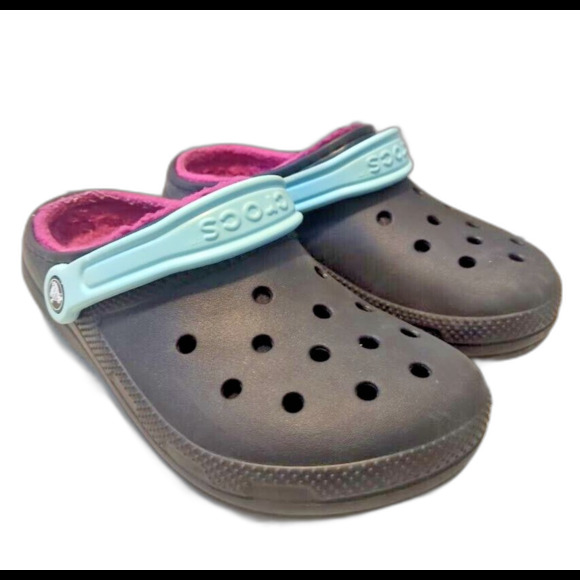 CROCS | Shoes | Crocs Womens 7 Classic Lined Clog Slippers Black Pink ...